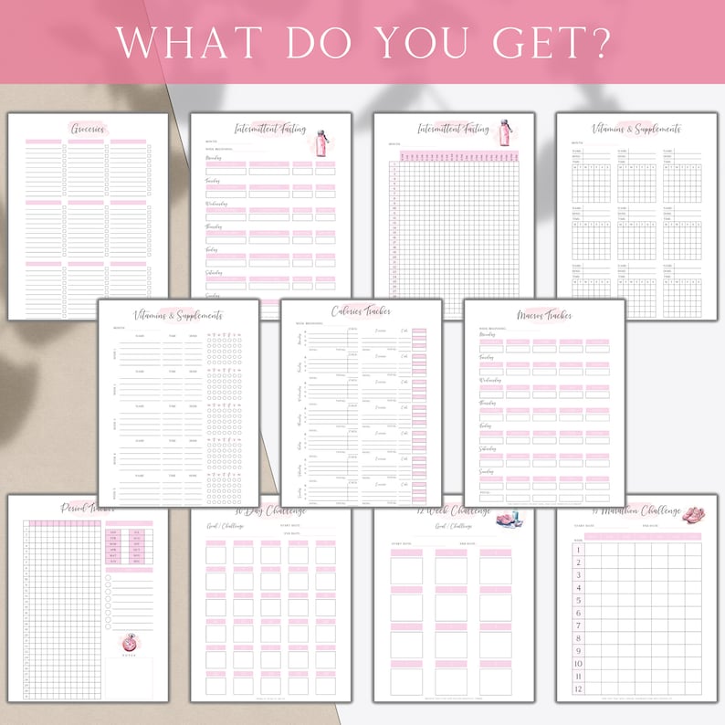 Pink Weight Loss Planner, Printable Health and Fitness Journal, Weight ...