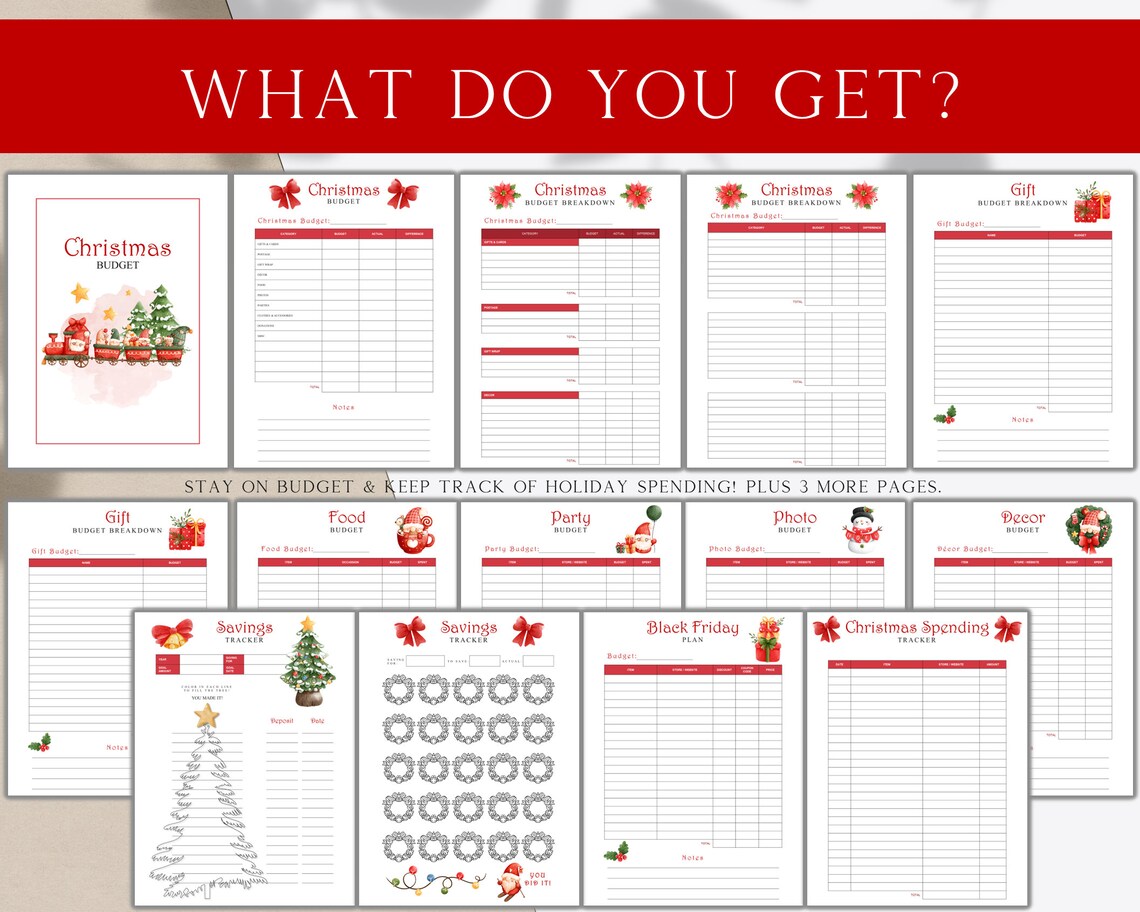Cute Christmas Gnome Planner Printable, Festive Red Holiday Season ...