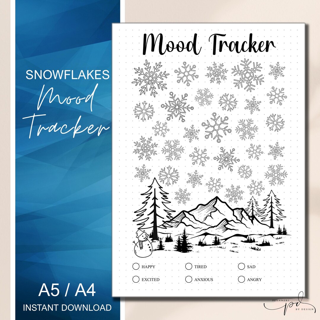 Snowflakes Mood Tracker Printable Journal Page, Emotions Tracker ...