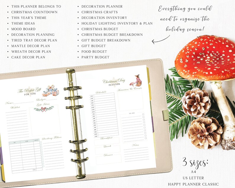 Christmas Planner Printable Festive Forest Friends Holiday - Etsy