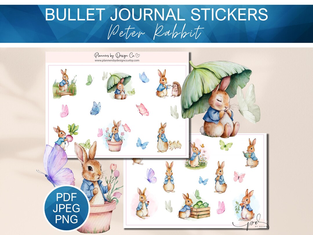 Printable Peter Rabbit Stickers, Cute Bunny Printable Stickers, Peter ...