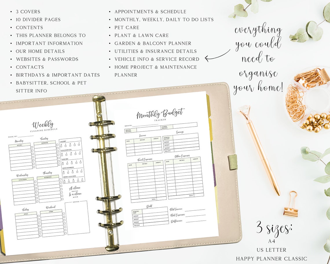 Home Management Binder Printable Household Planner Digital - Etsy