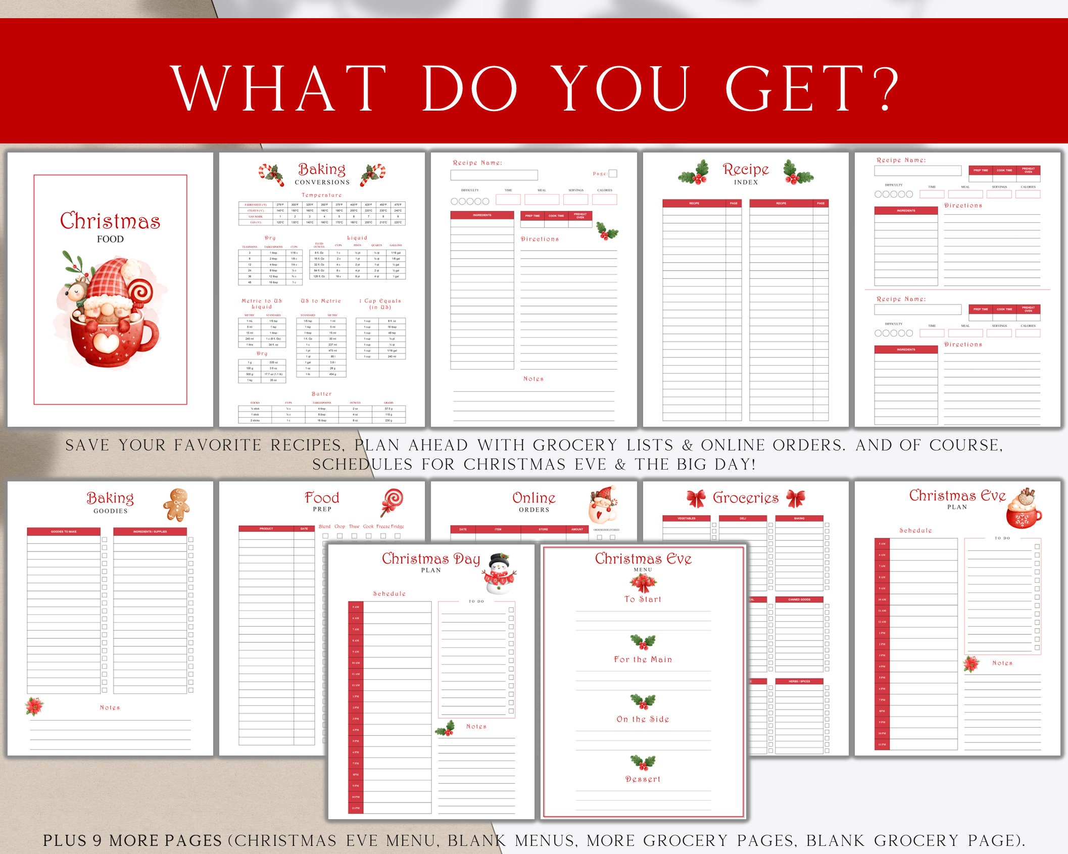 Cute Christmas Gnome Planner Printable, Festive Red Holiday Season ...