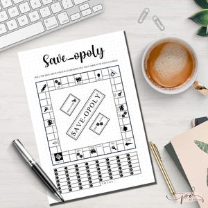 Printable Saveopoly Savings Challenge, Bullet Journal Budgeting Game ...
