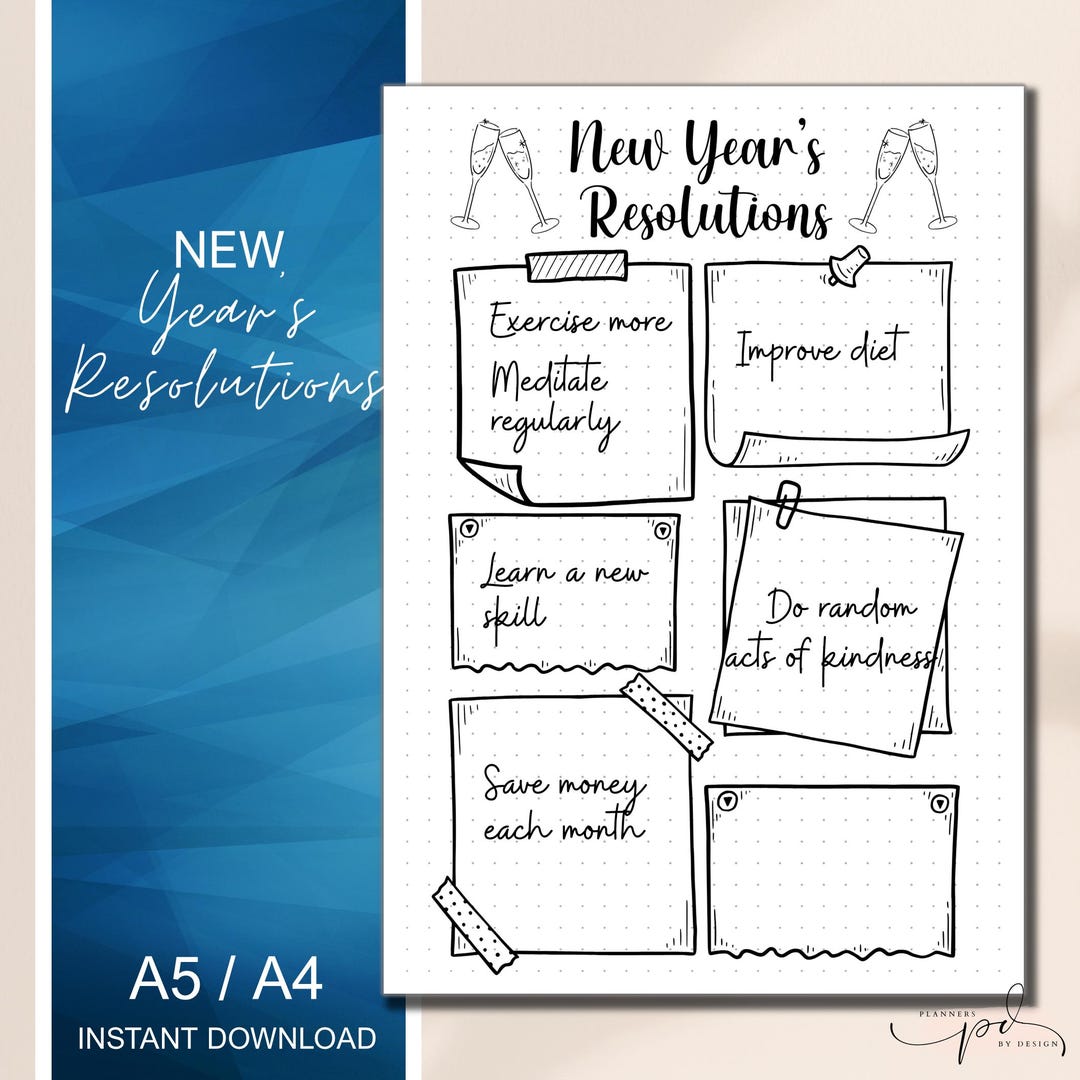New Year's Resolutions Printable Journal Page, End of Year Review, 2025 ...