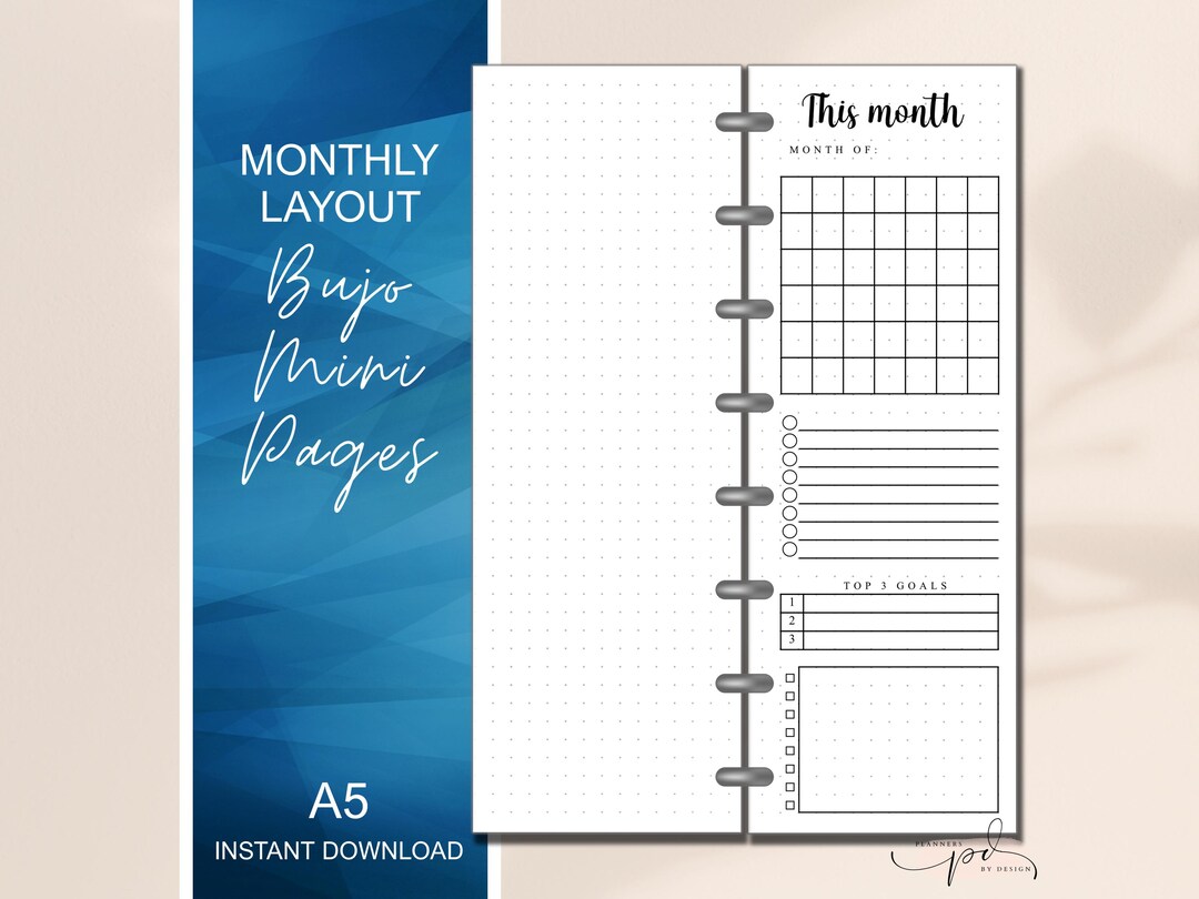 MINI Monthly Planner, Printable A5 Personal Planner, Month to Do ...