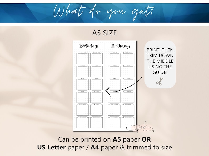 MINI Bujo Printable Birthdays Tracker, Pocket Calendar A5 Happy Planner ...