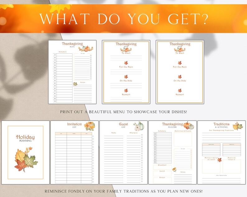 Thanksgiving Planner Printable, Festive Fall Pumpkin Holiday Season ...