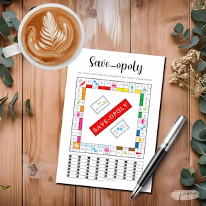 Printable Saveopoly Savings Challenge, Bullet Journal Budgeting Game ...