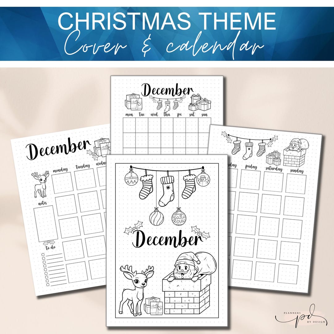 Bujo December Christmas Cover Page, December Calendar, Printable ...