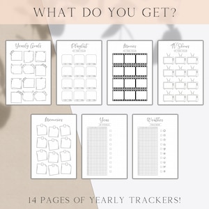 Yearly Trackers Bundle, Bullet Journal A5 Yearly Inserts, Printable ...