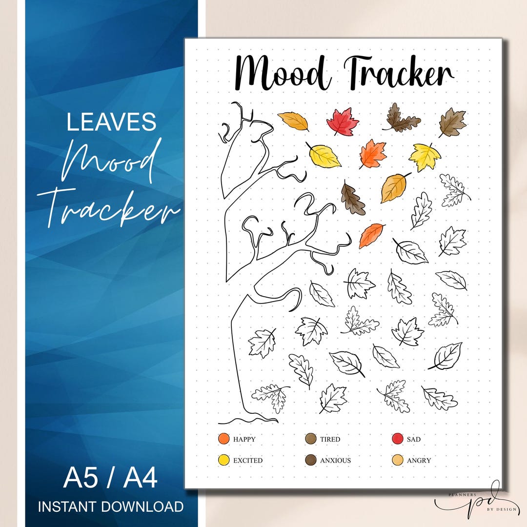 Fall Leaves Mood Tracker, Printable Fall Bujo Mood Tracker Page, Rate ...