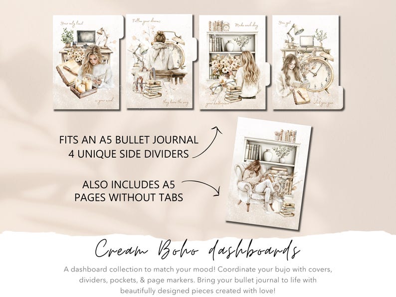 Printable Boho Bullet Journal Dashboard Set, Boho Bujo Covers & Planner ...