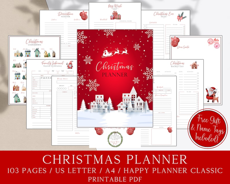 Christmas Planner Printable, Festive Red Holiday Season Organizer ...