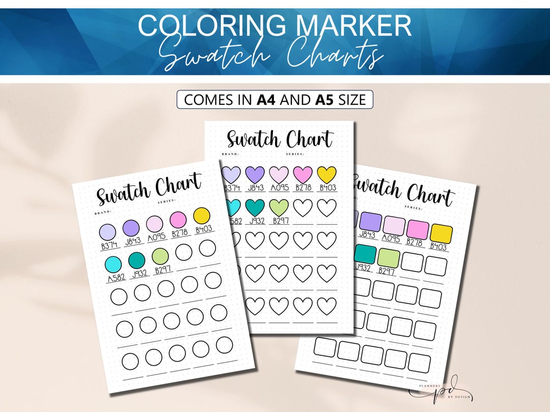 Printable Color Marker Swatch Chart, Alcohol Marker Blank Color Swatch ...