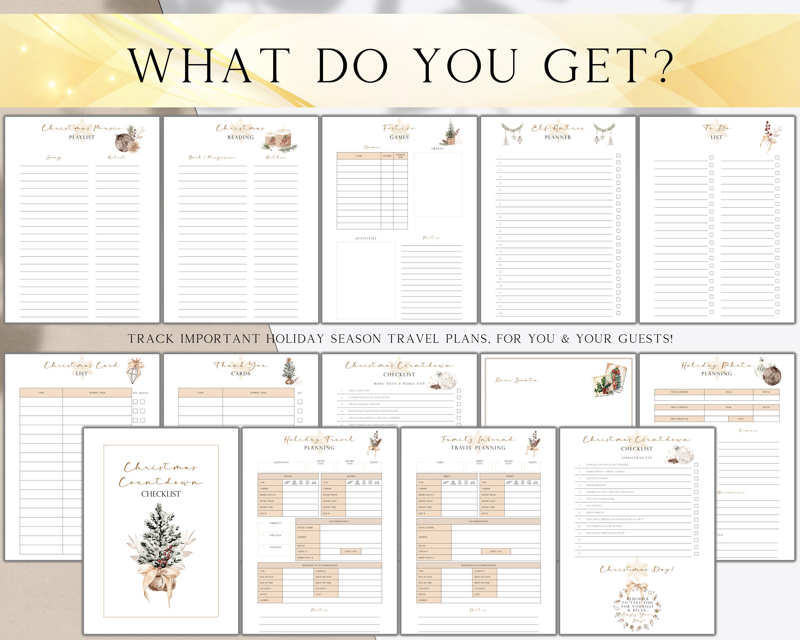 Christmas Planner Printable, Boho Holiday Season Organizer Binder, Xmas ...