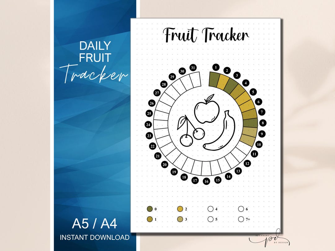 Printable Fruit Tracker, Five A Day Habit Tracker, Bullet Journal Fruit ...