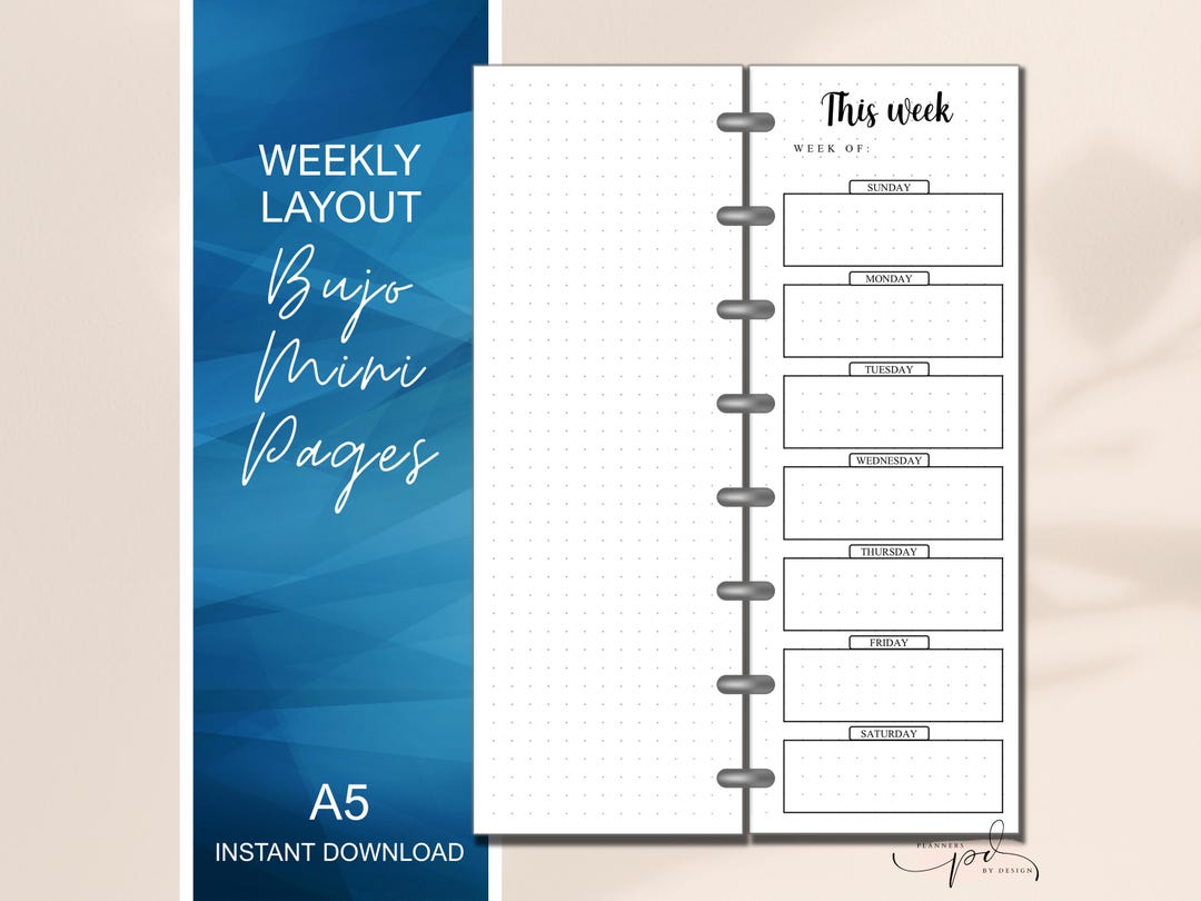 MINI Bullet Journal, Printable Weekly Layout, Pocket Planner, A5 Happy ...