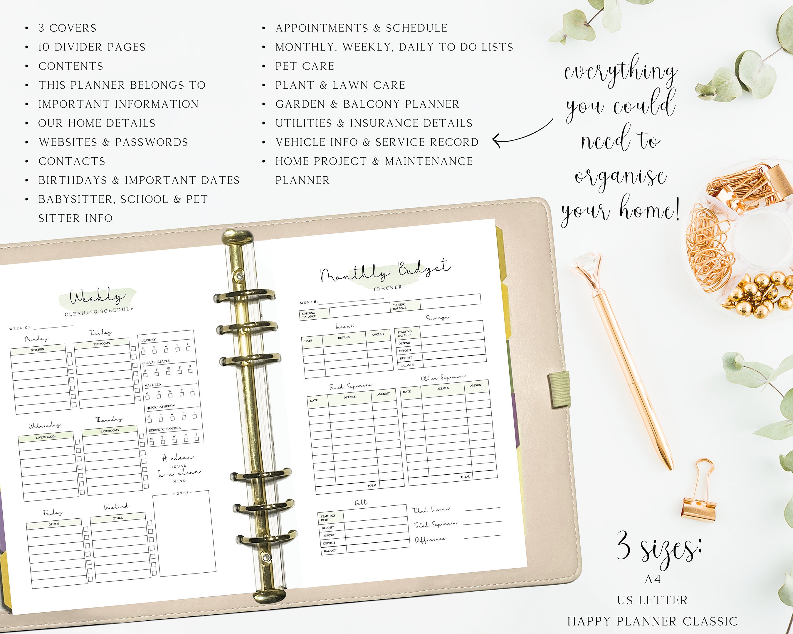 Household Binder Daily Planner Printable Home Management - Etsy