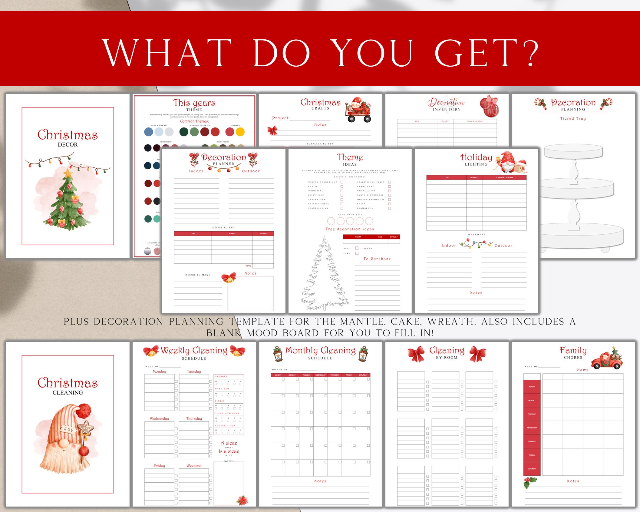 Cute Christmas Gnome Planner Printable, Festive Red Holiday Season ...