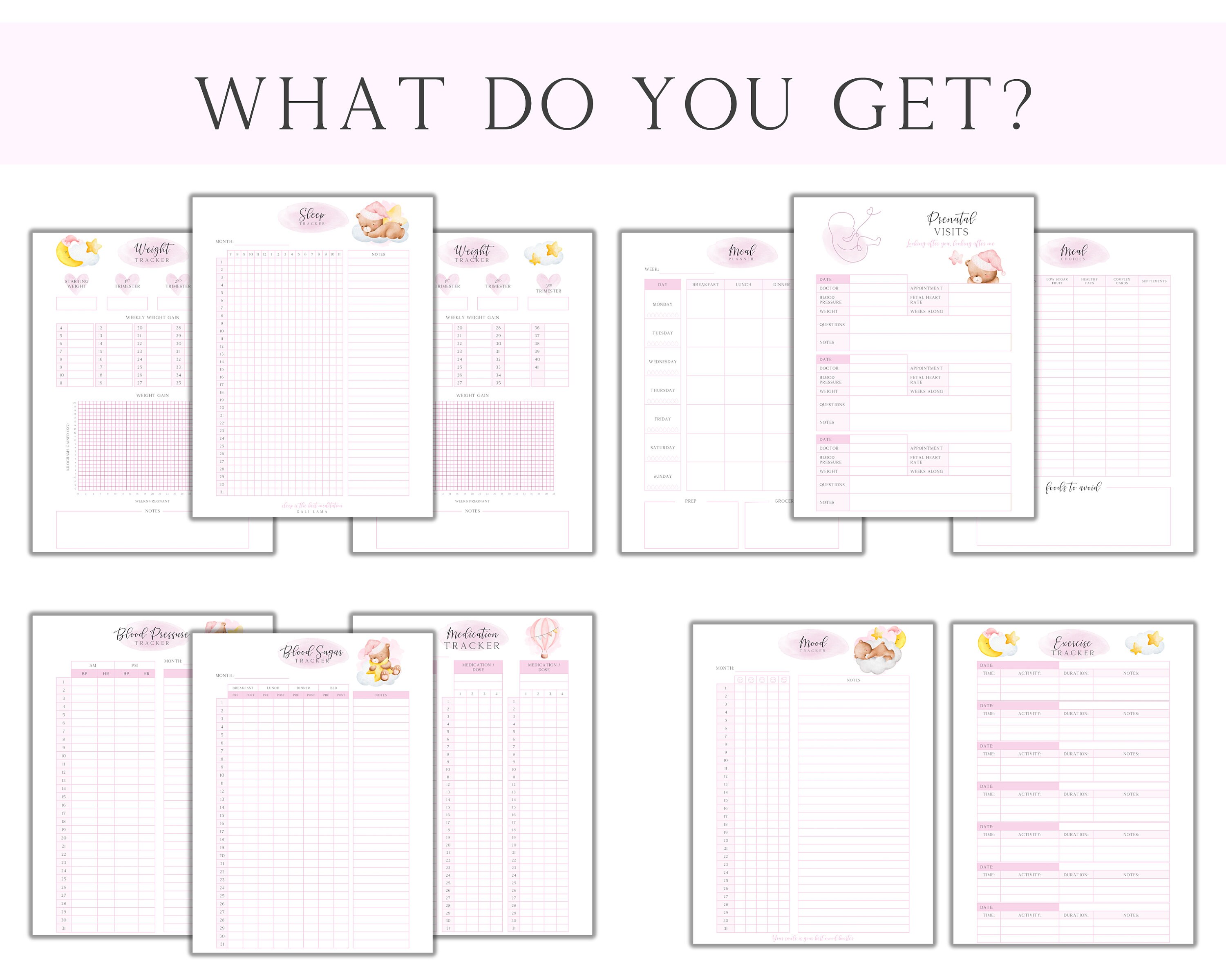 Baby Girl Pink Printable Pregnancy Planner Journal, Baby Memory Book ...