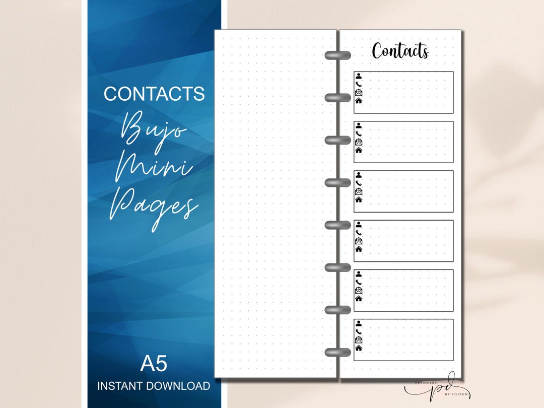 MINI Contacts Printable Bujo Insert Page, Mini Bullet Journal, Personal ...