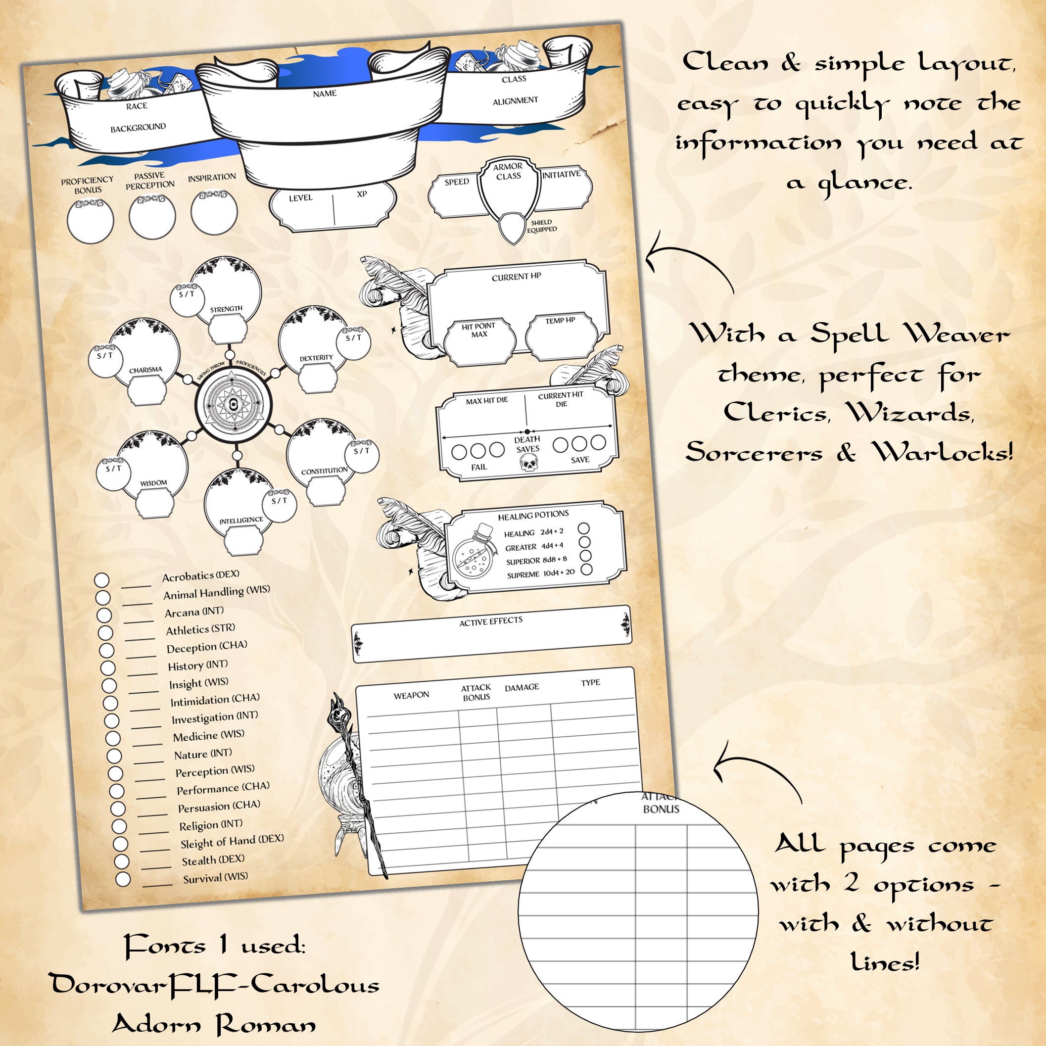 Dnd Character Sheet Download, Dungeons and Dragons RPG, Dnd Character ...