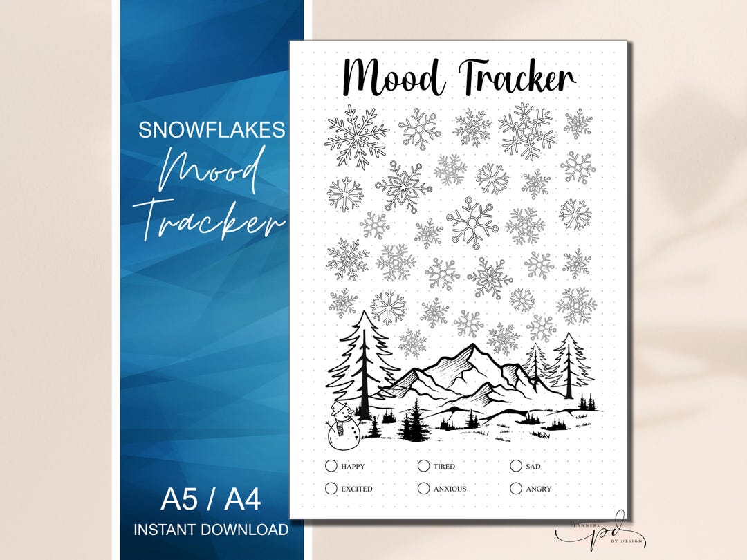 Snowflakes Mood Tracker Printable Bullet Journal Page, Emotions Tracker ...