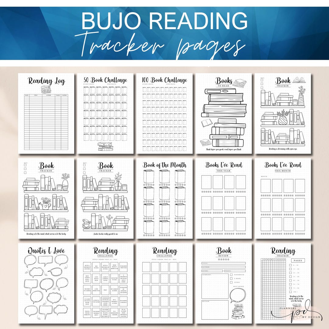 Reading Tracker Bundle, Bujo Book Trackers, Printable Bullet Journal ...