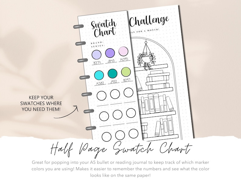Printable Color Swatch Chart, Template Page for Bullet Journal Mini ...