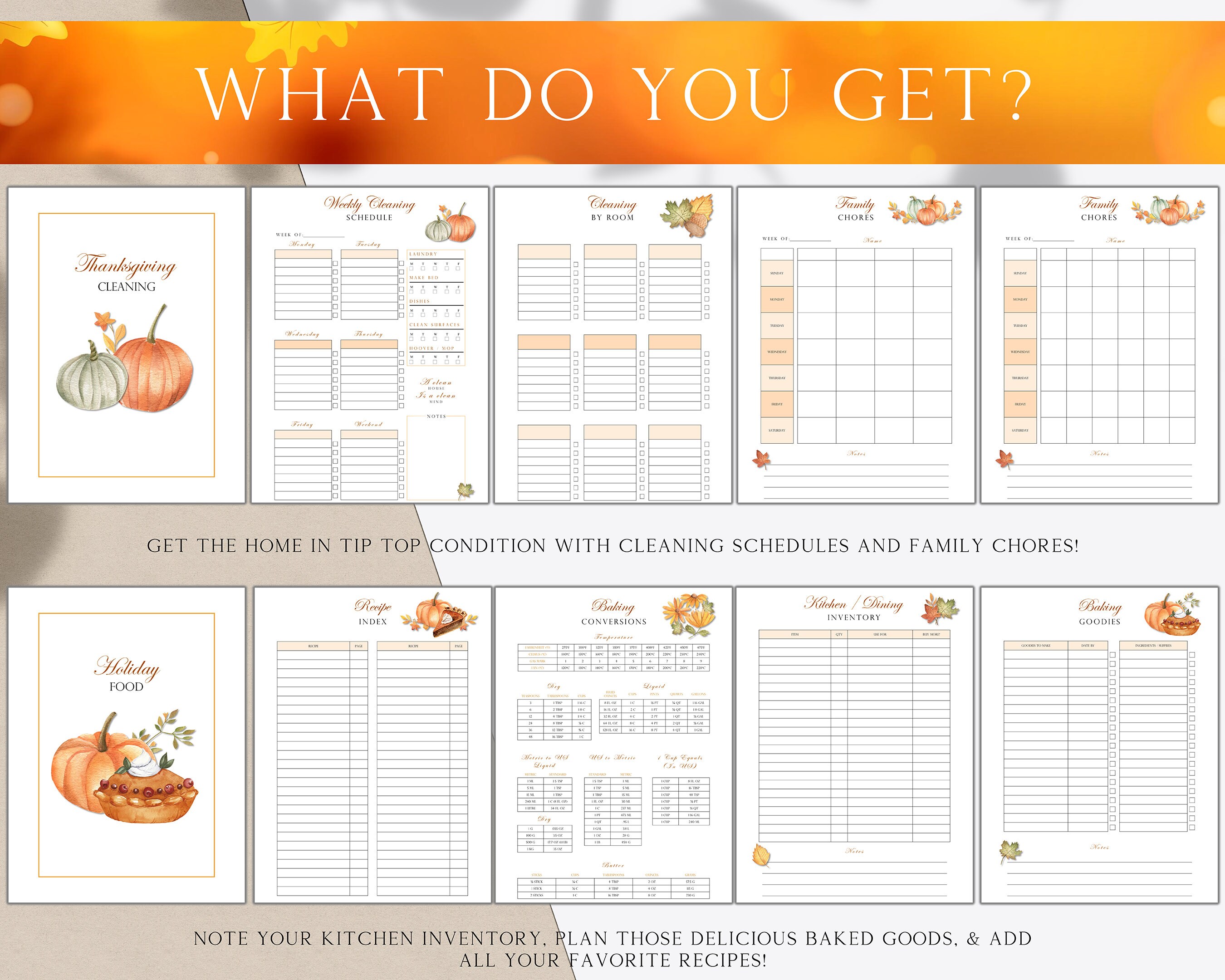 Printable Thanksgiving Planner and Calendar Budget Binder, Thanksgiving ...