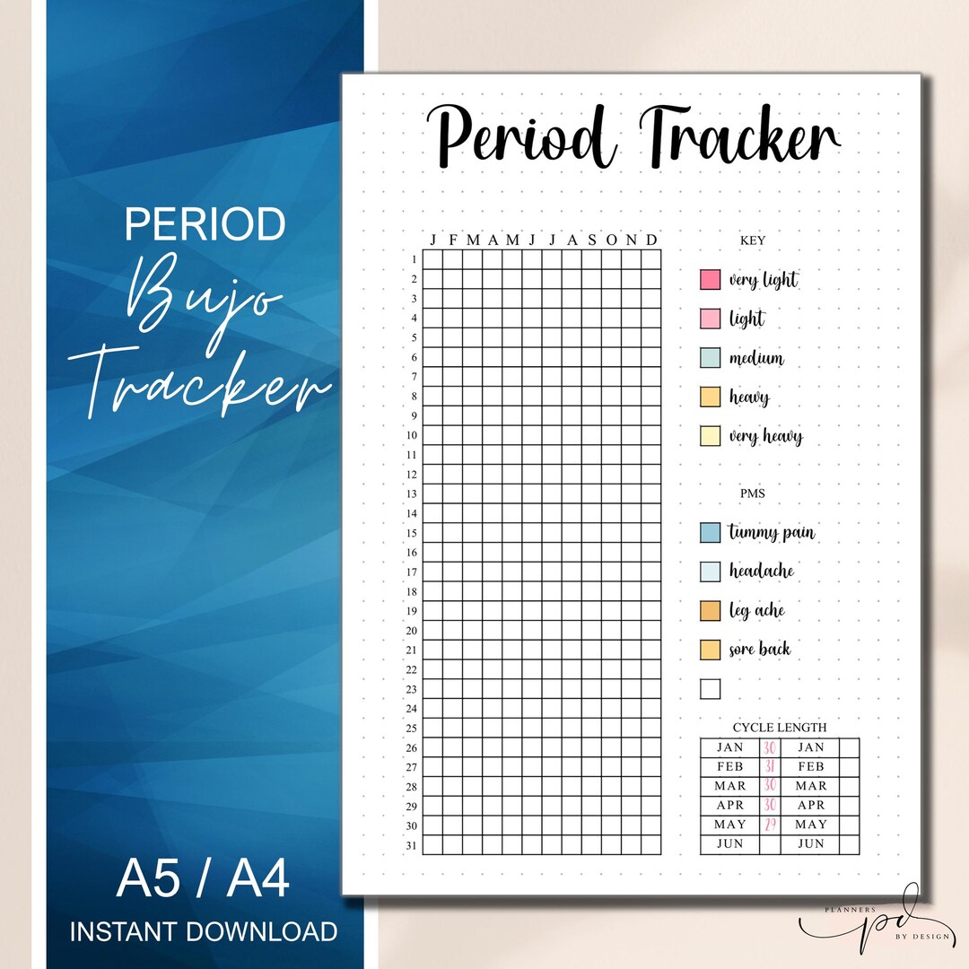 Period Tracker Printable Bullet Journal Add on Page, Period Tracker ...