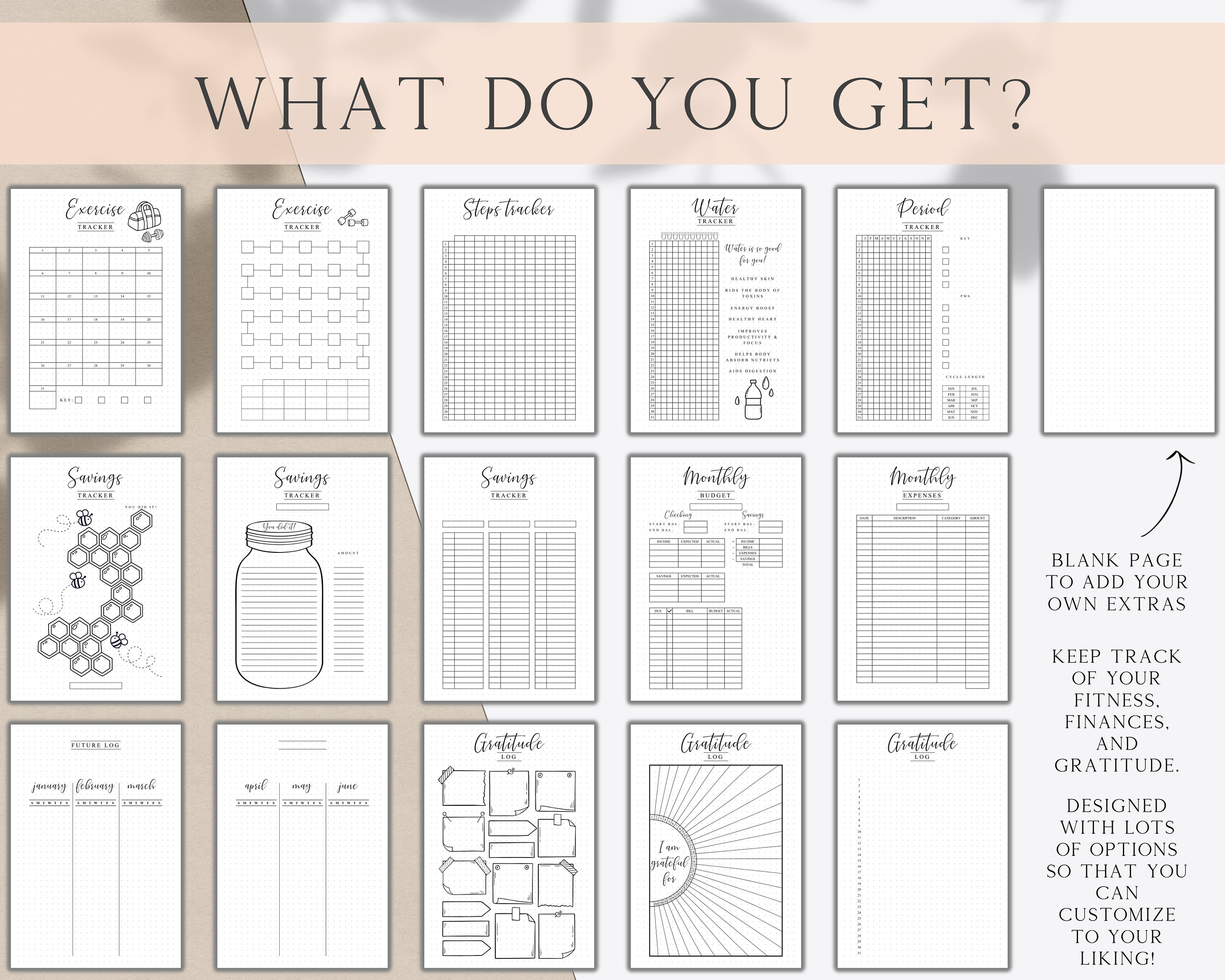 Undated Printable Bullet Journal Bundle Bullet Journal - Etsy UK