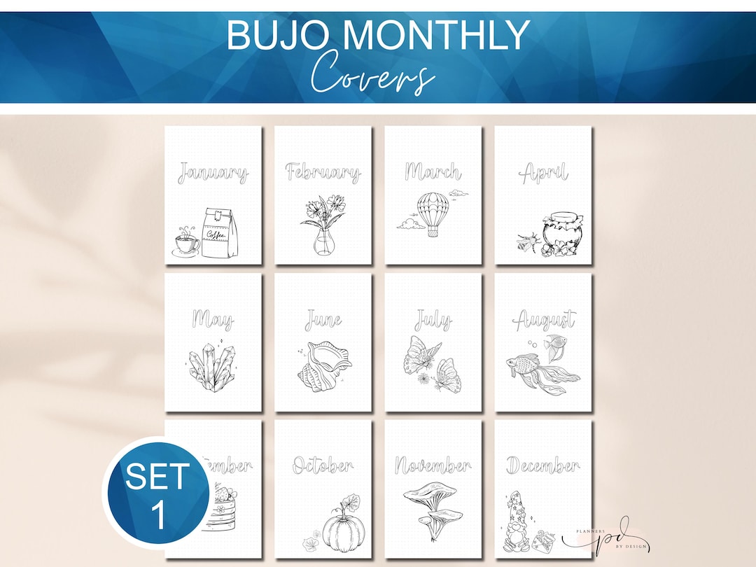 Bullet Journal 12 Monthly Cover Pages, Monthly Planner Cover Pages ...
