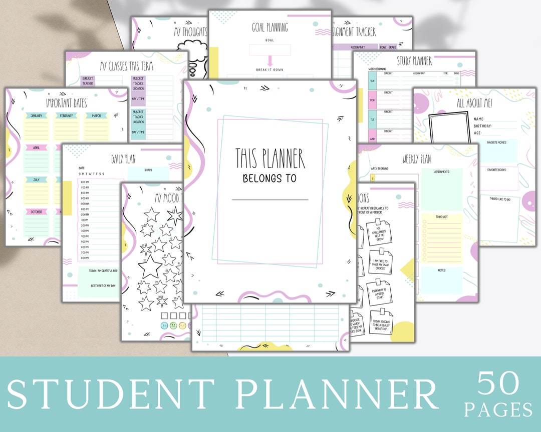 Printable Student Planner School Calendar Teenage Academic - Etsy