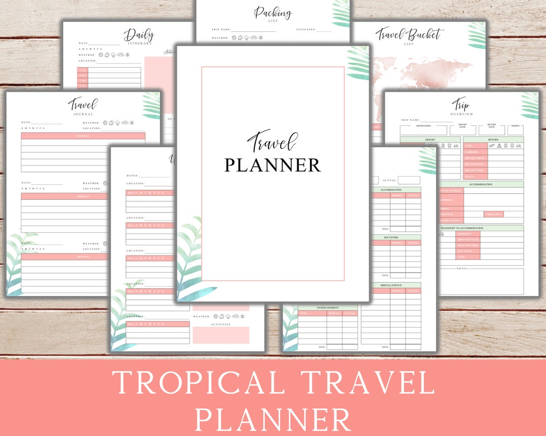Printable Travel Planner, Printable Vacation Planner, Holiday Checklist ...