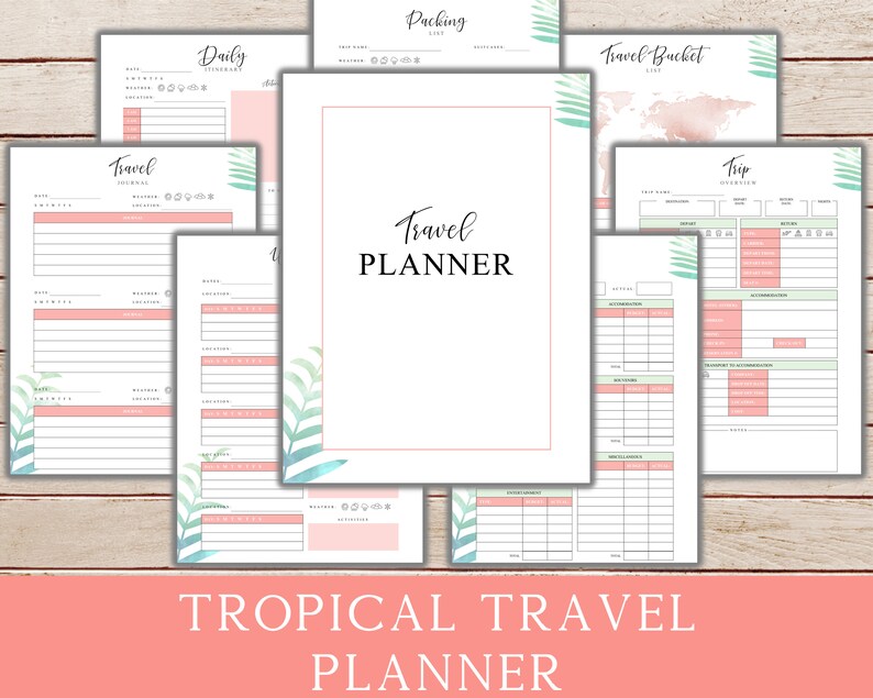 Printable Travel Planner, Printable Vacation Planner, Holiday Checklist ...