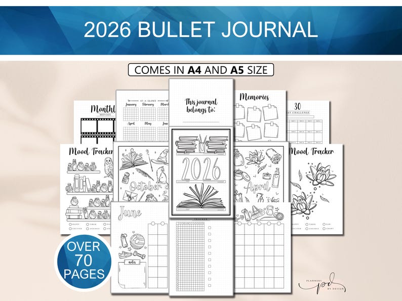 2026 Printable Bullet Journal, Monthly Yearly Planner Pages & Trackers ...