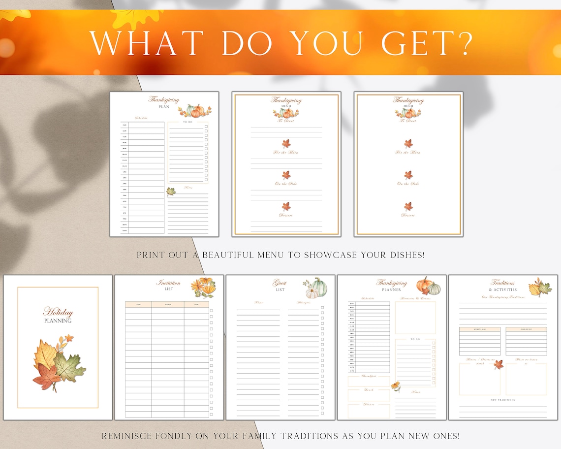 Printable Thanksgiving Planner and Calendar Budget Binder - Etsy