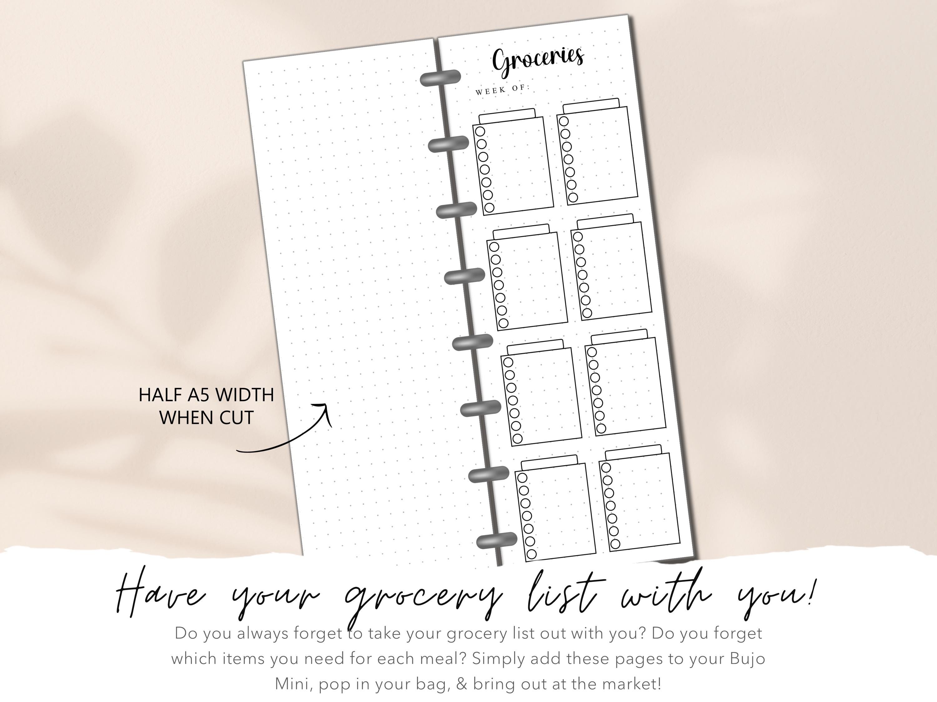 MINI Planner Printable Grocery List, Pocket Planner Size Groceries ...