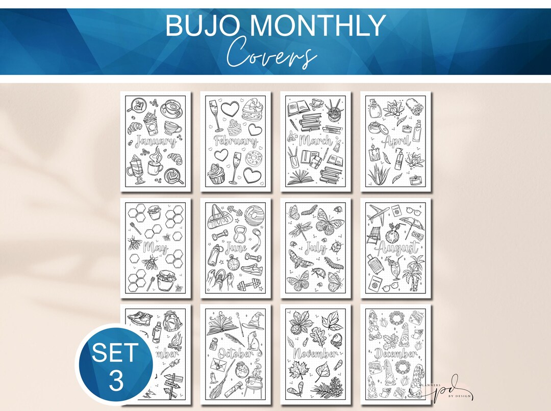Printable Journal Monthly Covers Set, Bujo Monthly Covers, Bullet ...