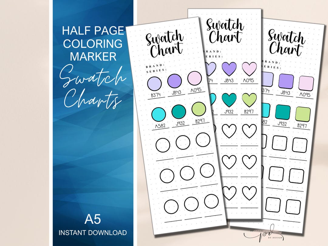 Printable Color Swatch Chart, Template Page for Bullet Journal Mini ...