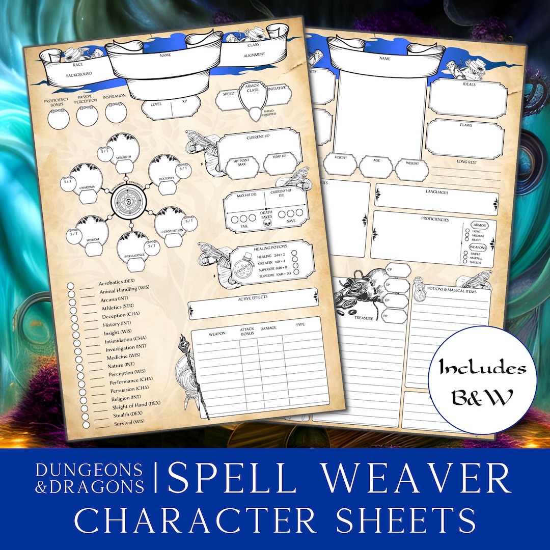 Dnd Character Sheet Download, Dungeons and Dragons RPG, Dnd Character ...