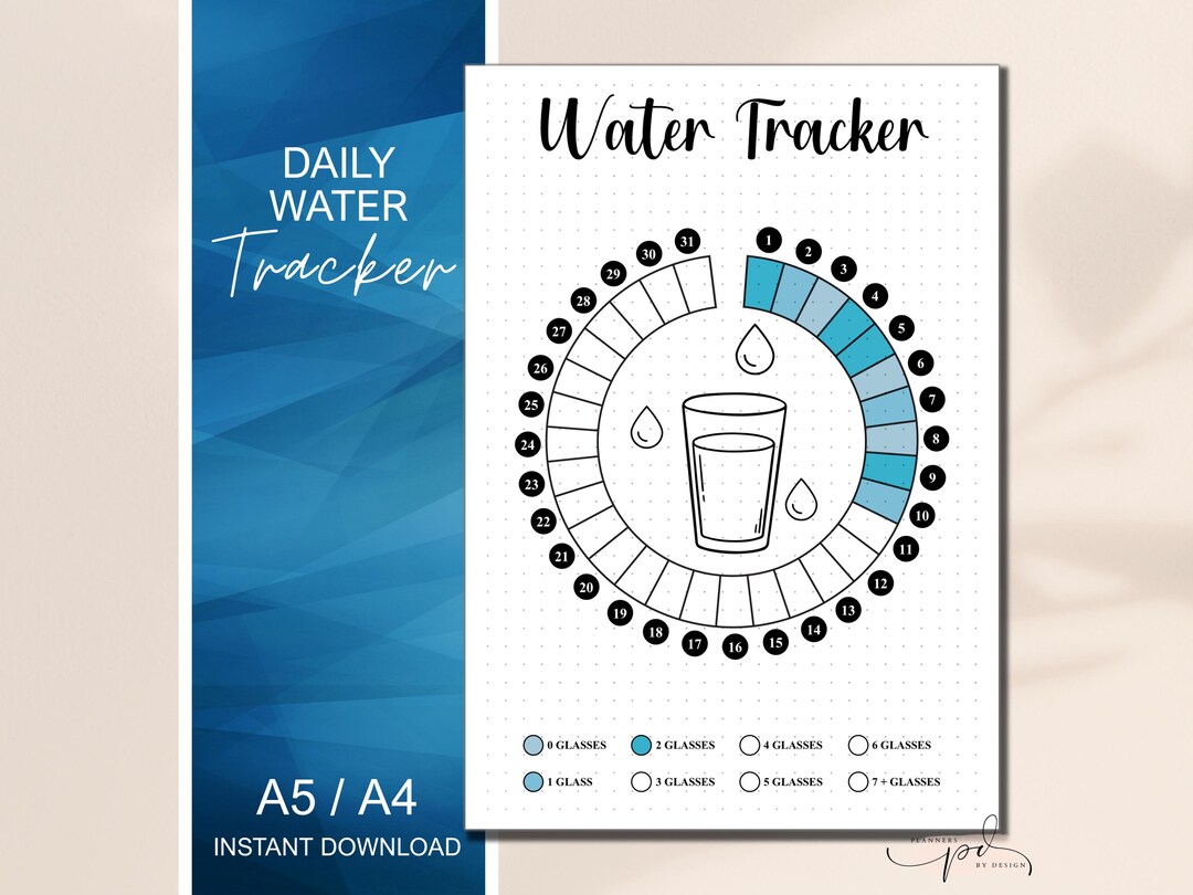 Printable Water Tracker: Daily Hydration Log, Bujo Template (digital ...