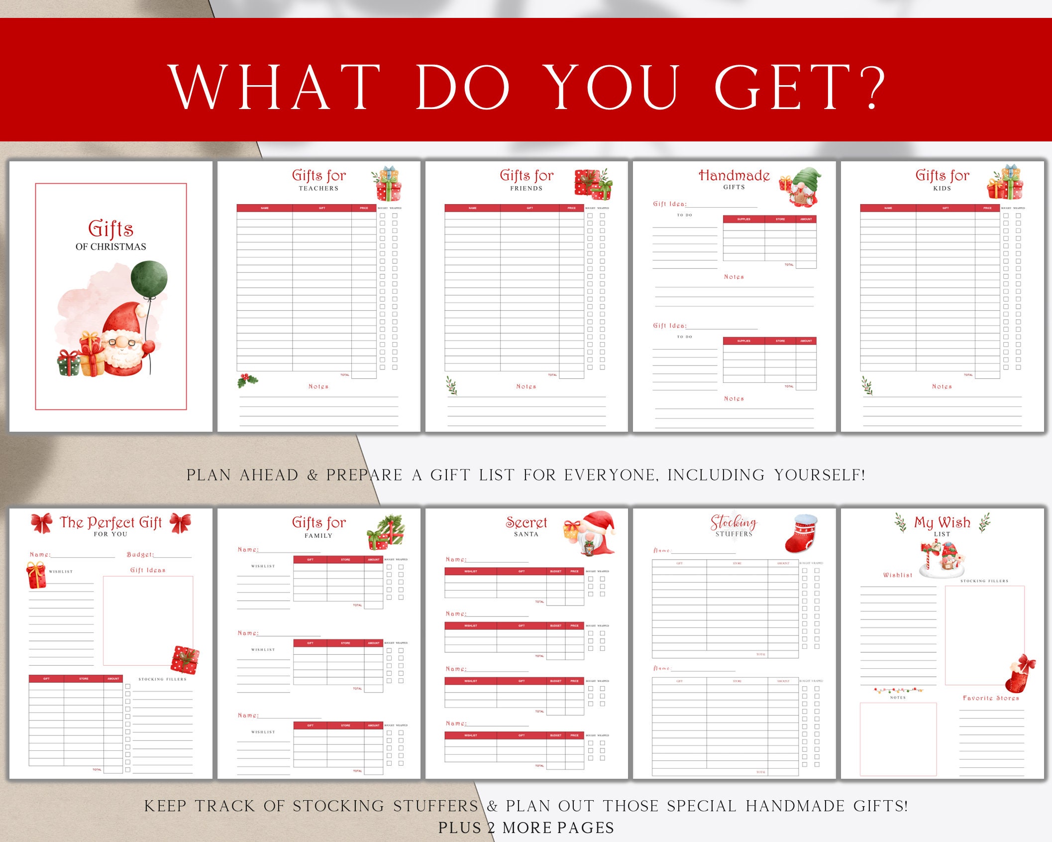 Cute Christmas Gnome Planner Printable, Festive Red Holiday Season ...