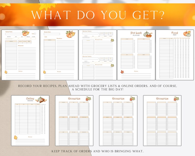 Thanksgiving Planner Printable, Festive Fall Pumpkin Holiday Season ...