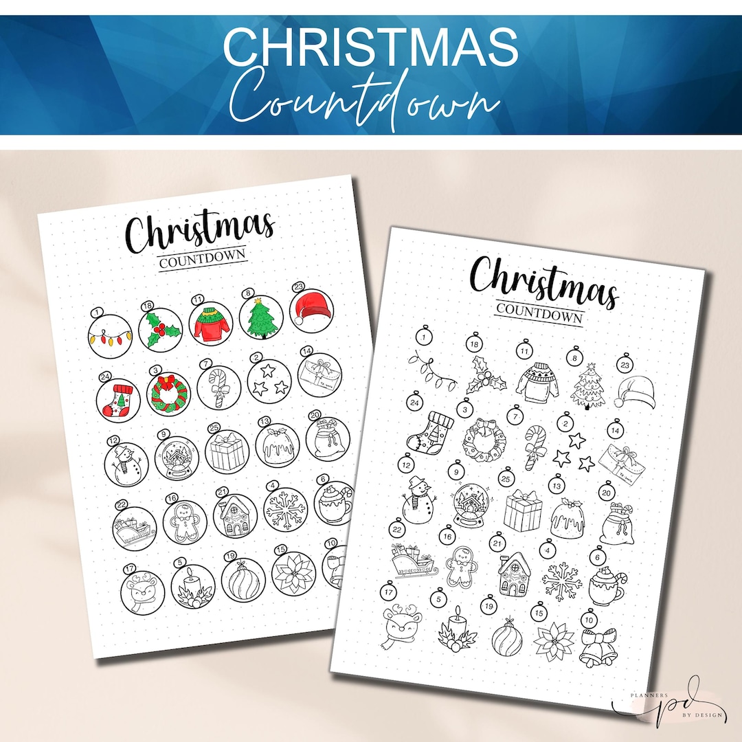 Christmas Countdown Advent Calendar, Printable Bujo Christmas Tracker ...