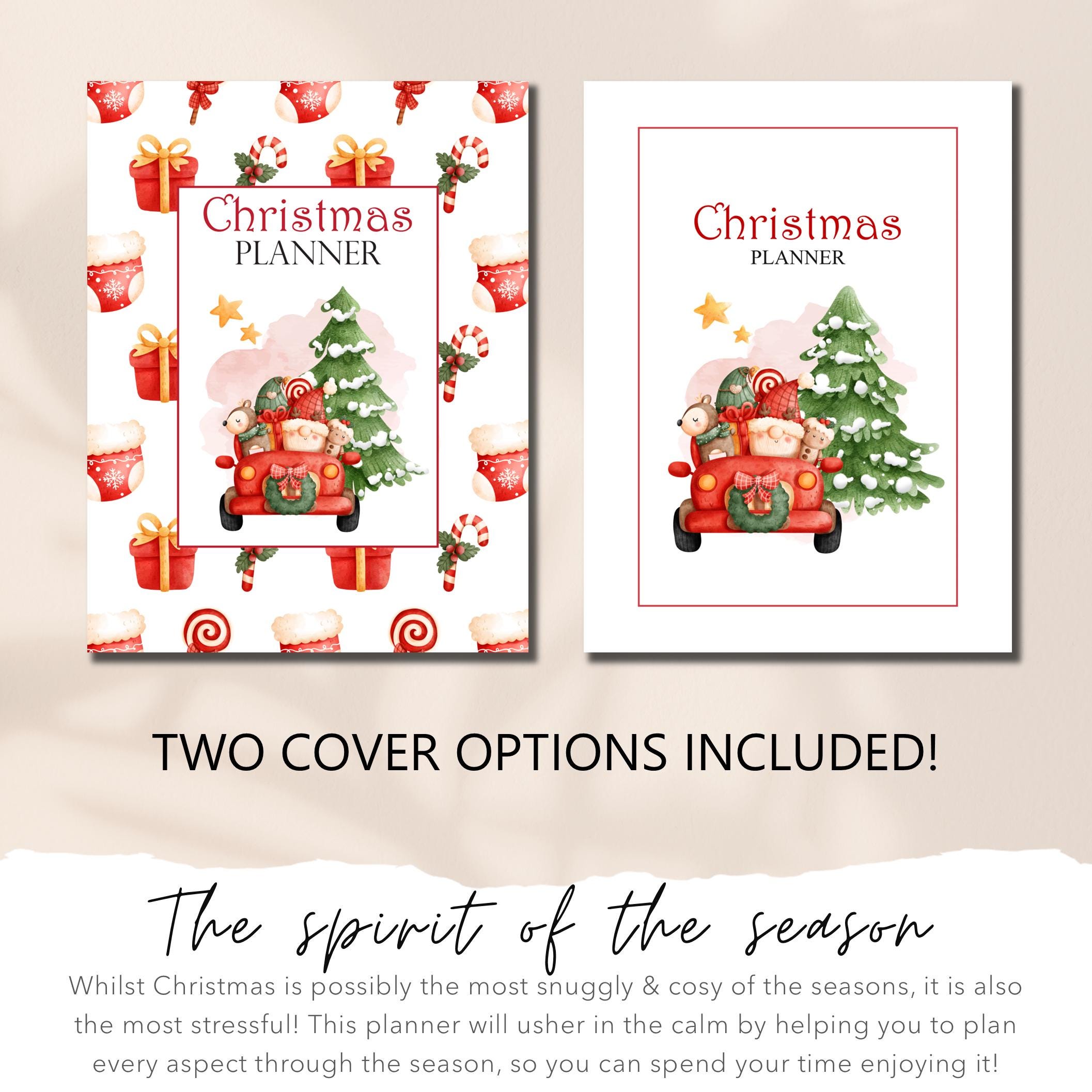 Cute Christmas Gnome Planner Printable, Festive Red Holiday Season ...