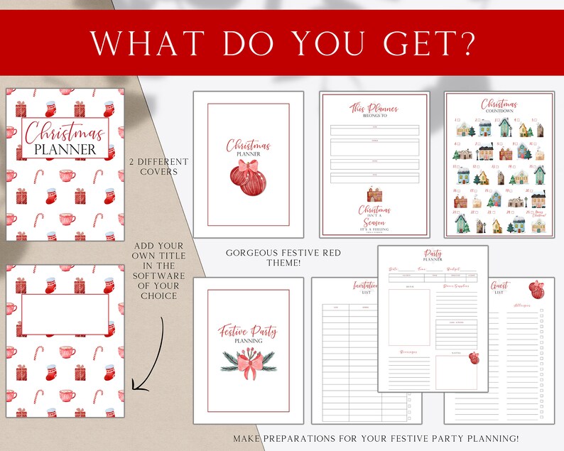 Christmas Planner Printable Festive Red Holiday Season - Etsy