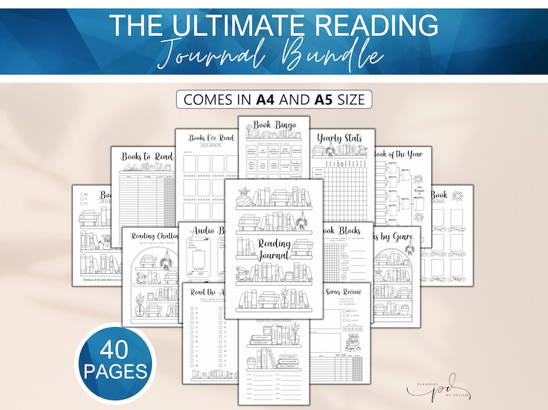Printable Reading Journal Bundle, Reading Tracker, Printable Book Club ...